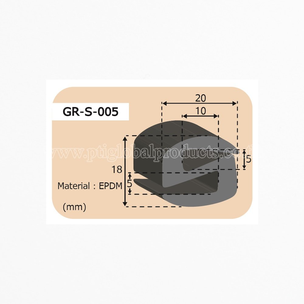 ซีลยางขอบกระจก S-Shaped GR-S-005 SIZE : 18x20 mm ร่อง5/5mm Tel: 0926568846