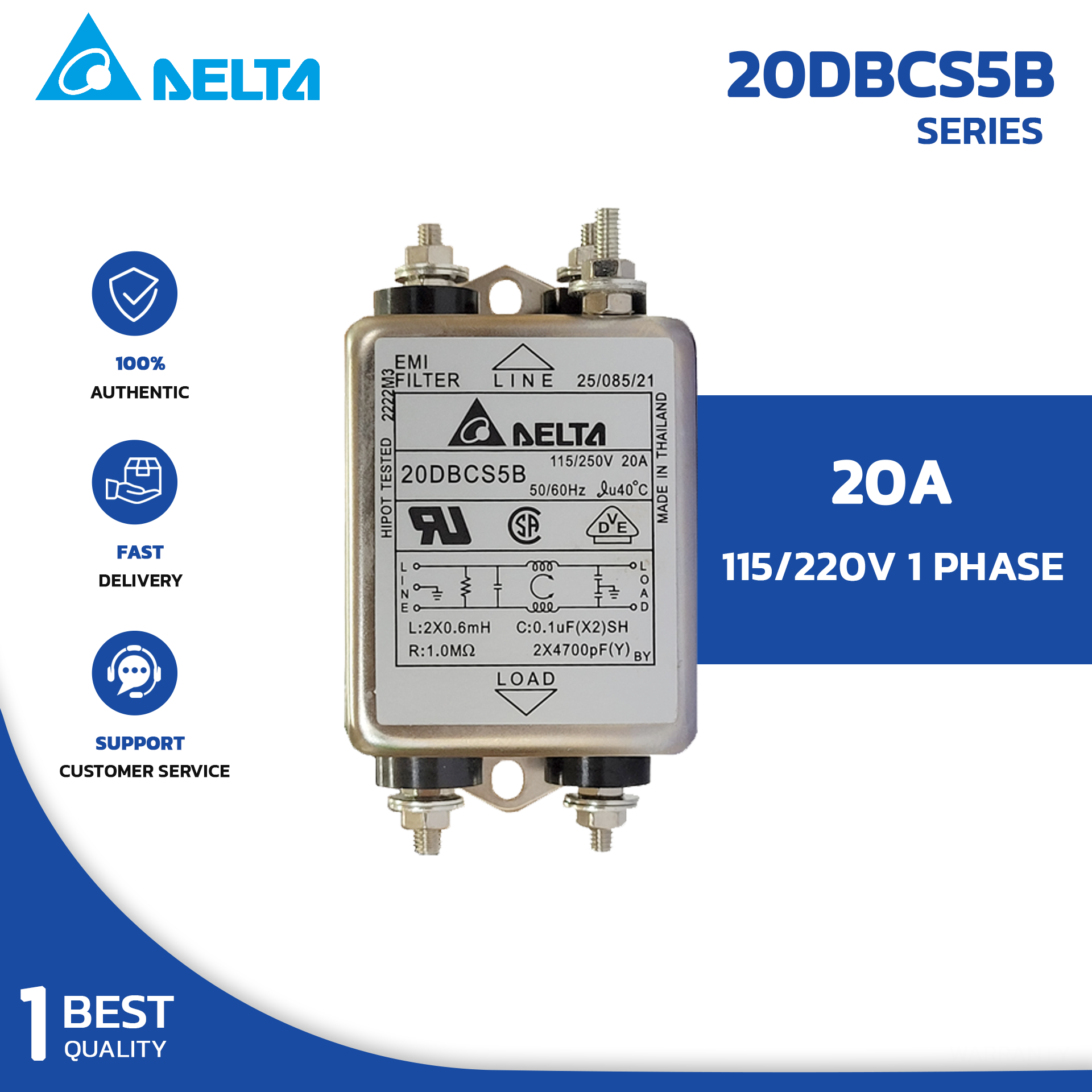 EMI noise filter DELTA 20A 220V 1Phase