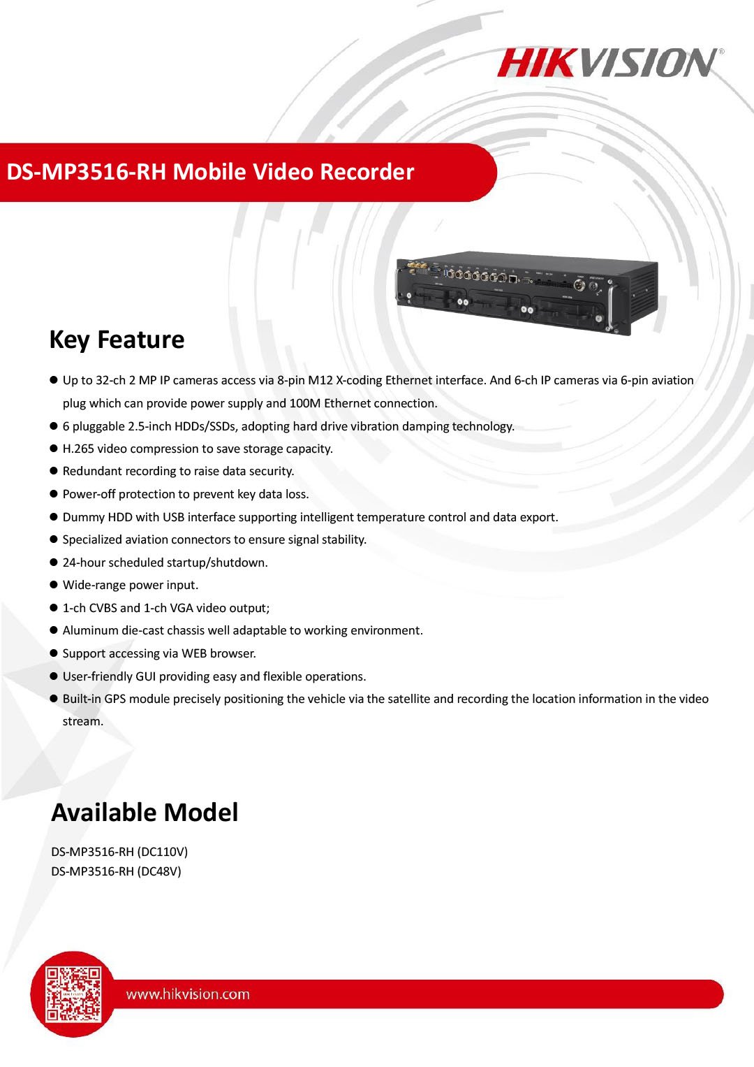 Hivision DS-MP3516-RH Mobile Video Recorder - aimgroup