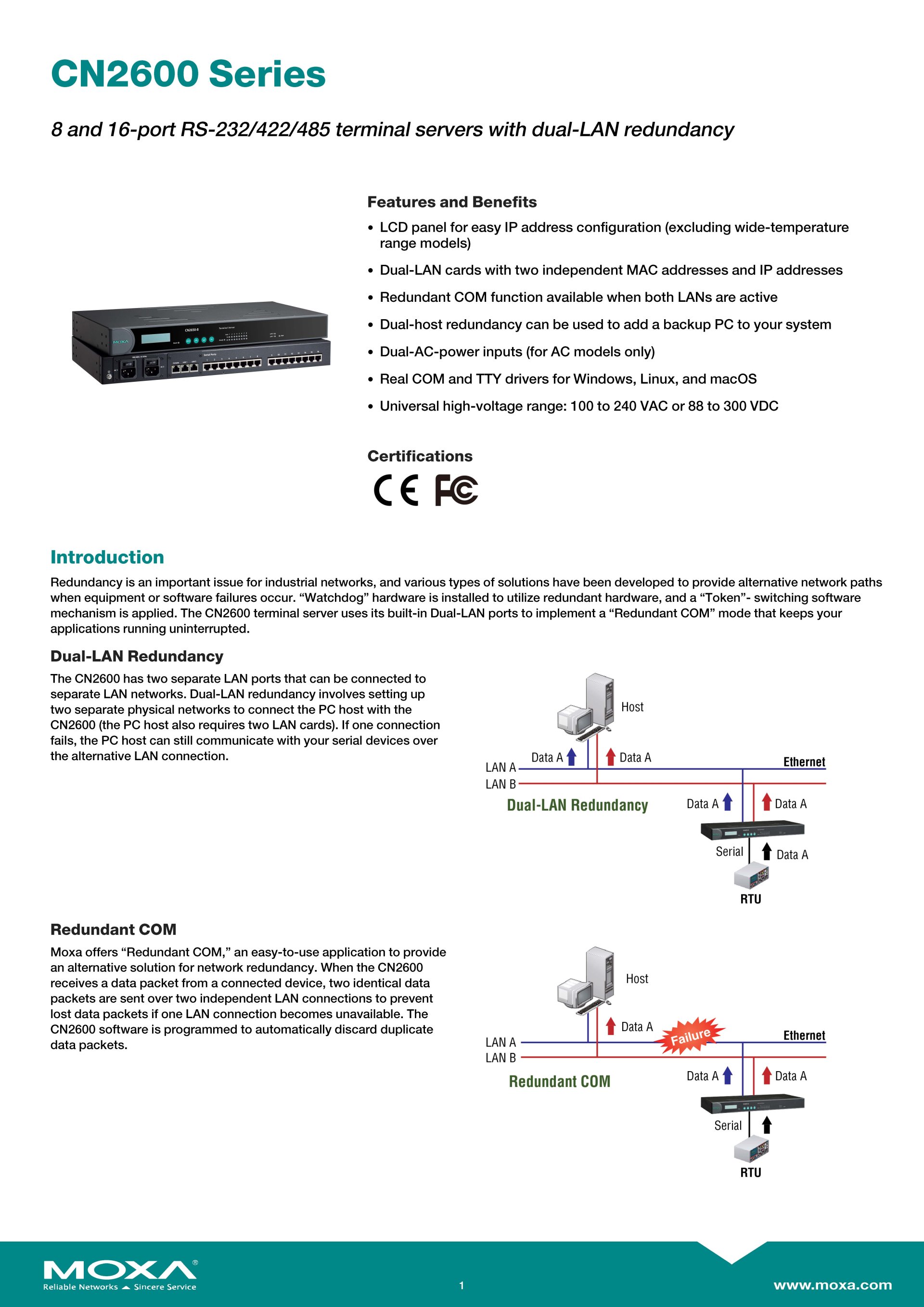 MOXA 8 Port Terminal Server 10/100M Model: CN2650I-8-HV-T - aimgroup
