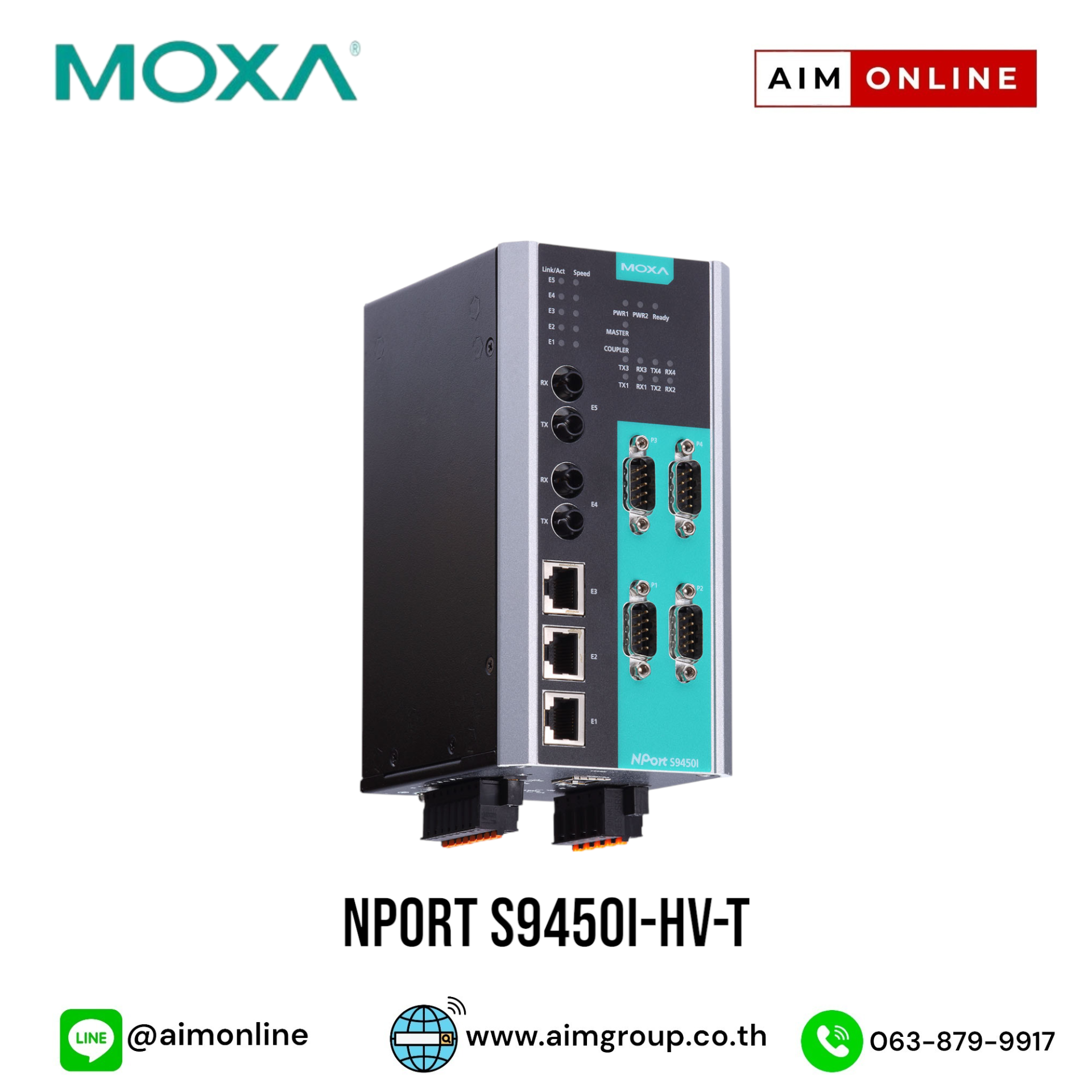 MOXA 4-port RS-232/422/485 Model NPort S9450I-HV-T - aimgroup