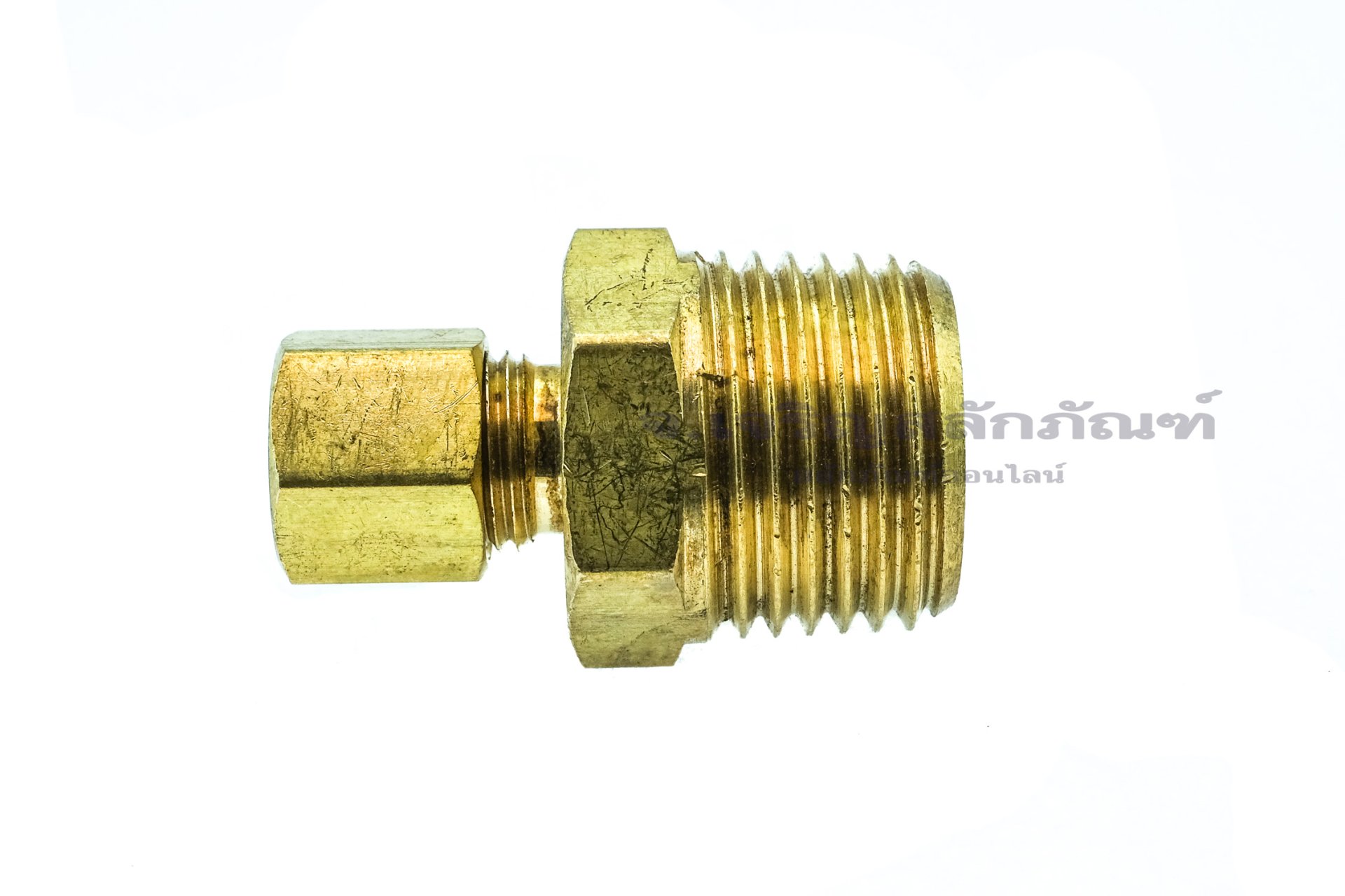 ข้อต่อตาไก่ทองเหลือง (เกลียวนอก x เสียบสาย) 1/2"x 1/4"mm ( 20.5 mm x 6. ...