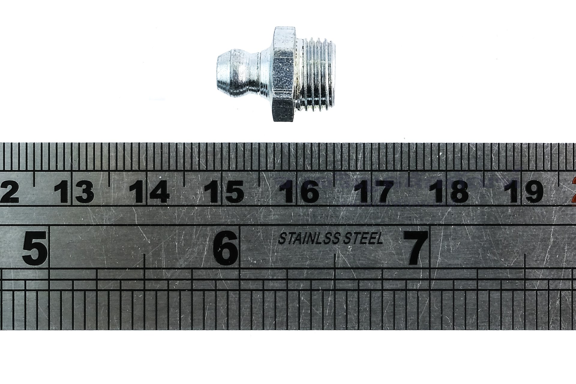 หัวอัดจารบีเหล็กชุบเยอรมันแบบตรง ขนาด 1/8" เกลียว 28 (BSPT)