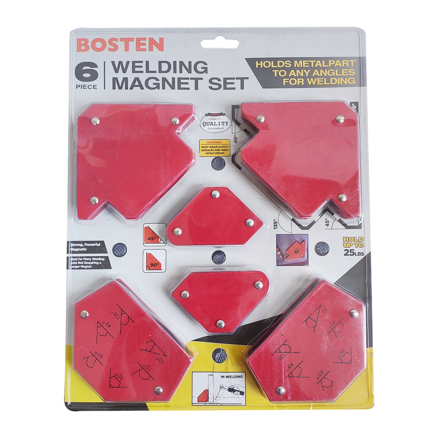 BOSTEN ชุดแม่เหล็กจับฉาก 6 ชิ้น - wongtools