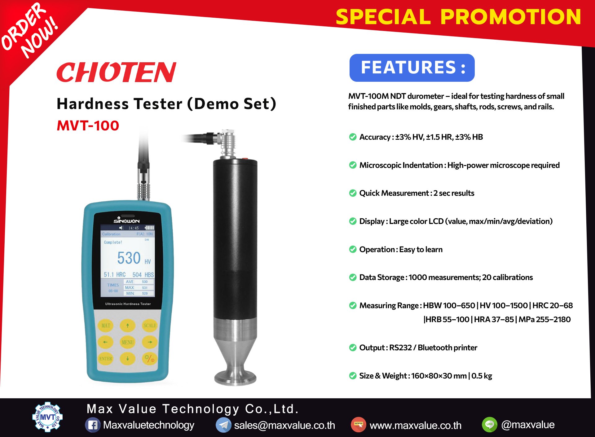 MVT-100 - Motorized Ultrasonic Hardness Tester - maxvalue