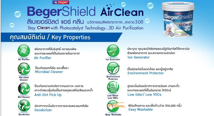 เบเยอร์ชิลด์ แอร์ คลีน สีทาภายใน ฟอกอากาศได้ ชนิดกึ่งเงา