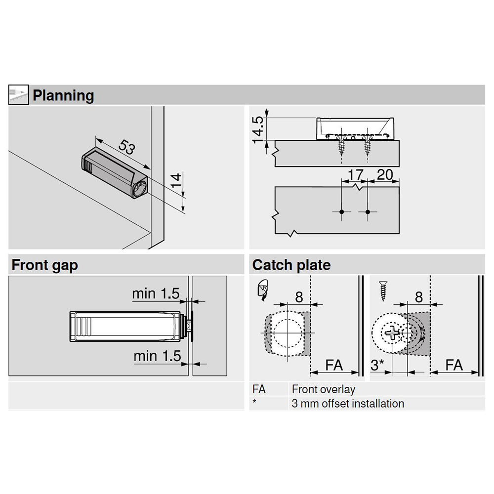 Inline adapter plate - short version - blue-inter