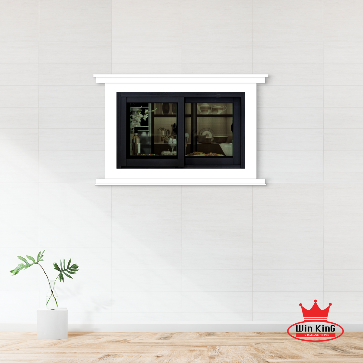 Black Winking Aluminum Sliding Window