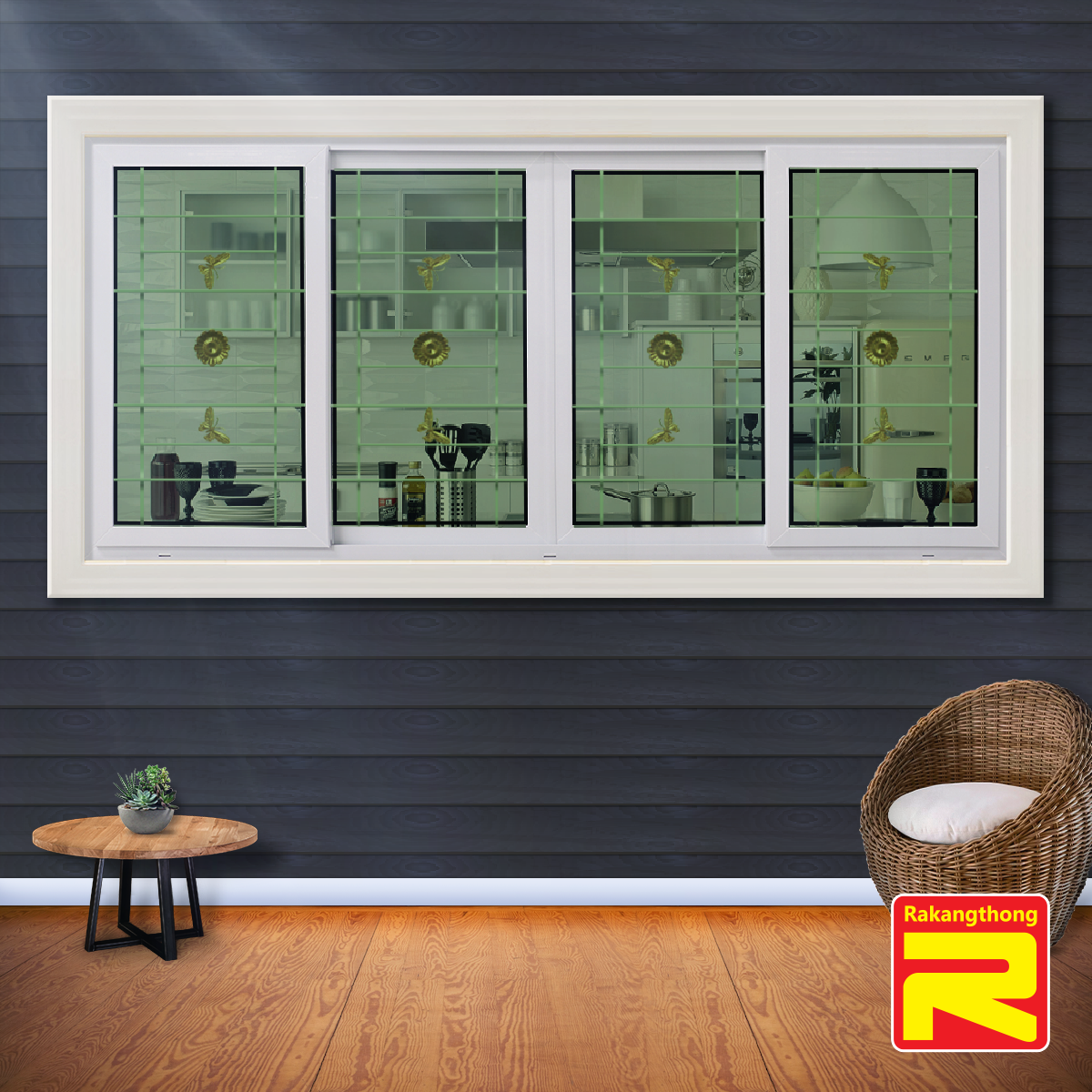 4 UPVC Sliding Windows with Wrought Iron + 2 Layers of Glass ...