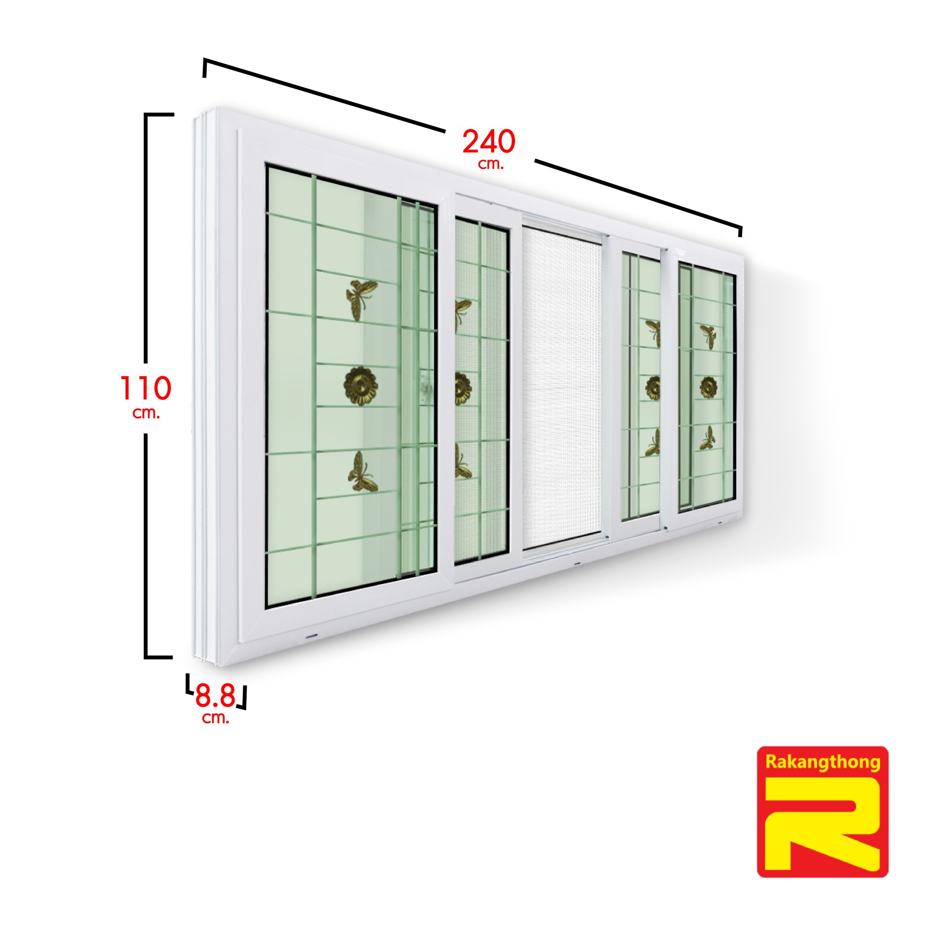 4 UPVC Sliding Windows with Wrought Iron + 2 Layers of Glass ...