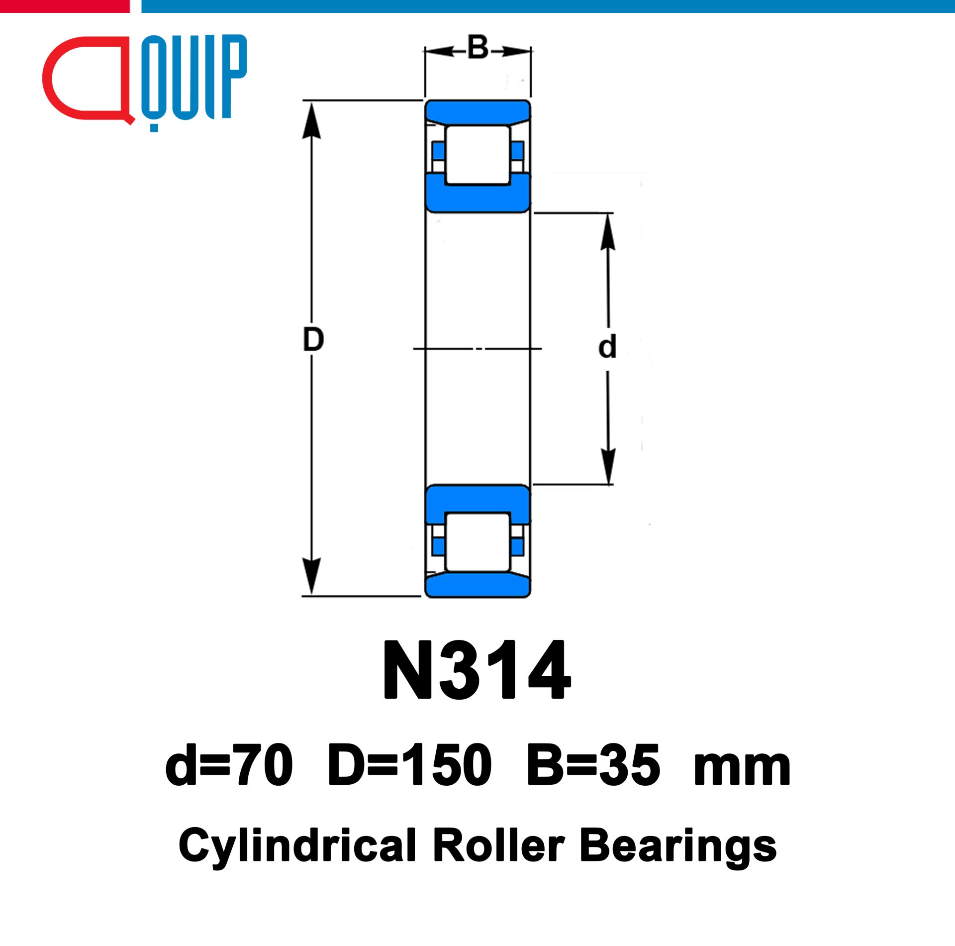 N314 UBC (N314EM) Cylindrical Roller Bearings ตลับลูกปืนเม็ดทรงกระบอก - aquipthai
