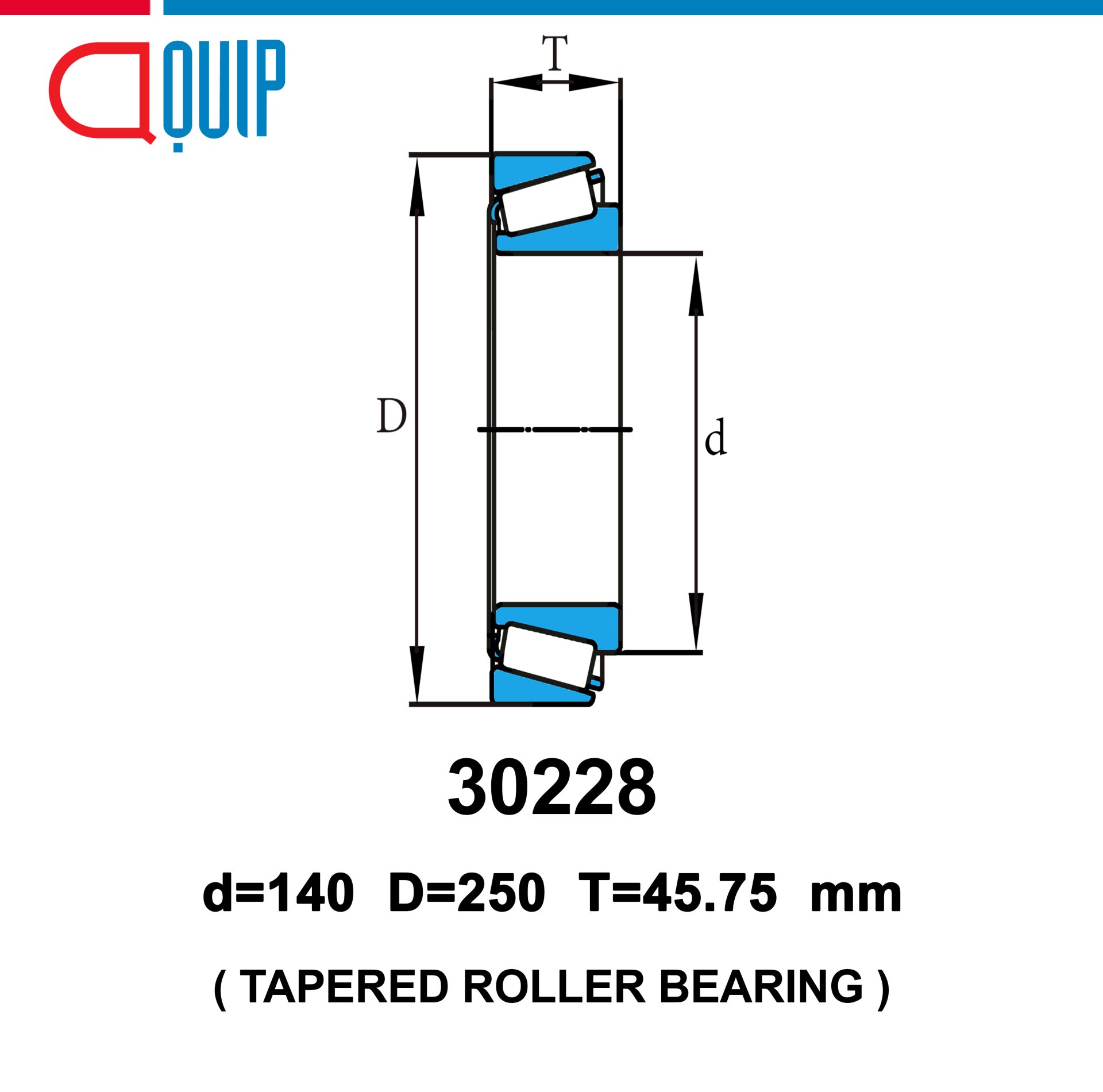 30228 UBC TAPERED ROLLER BEARINGS ขนาด 140x250x45.75 mm. - aquipthai