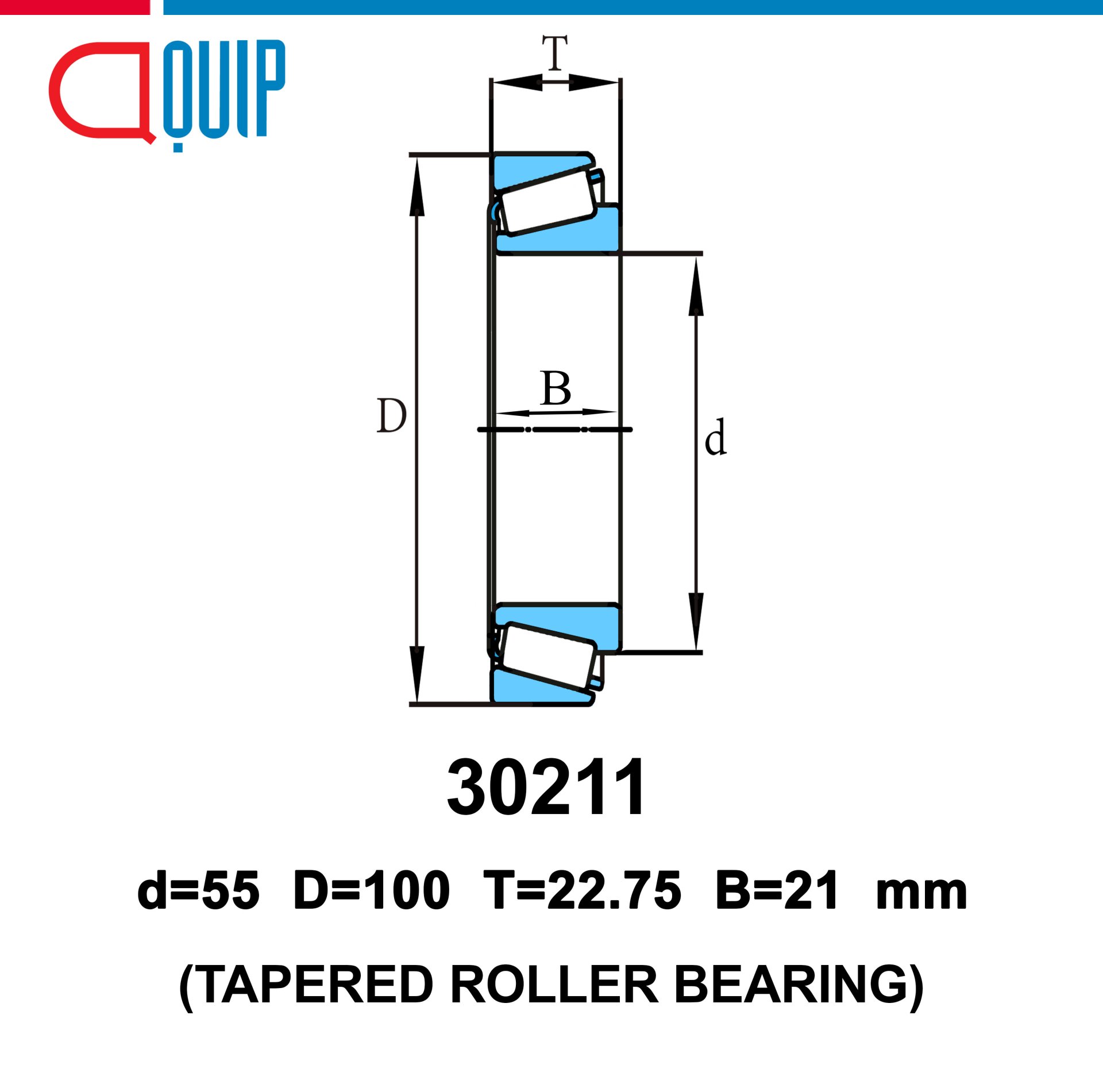 30211JR KOYO TAPERED ROLLER BEARINGS ขนาด 55x100x22.75 mm. - aquipthai