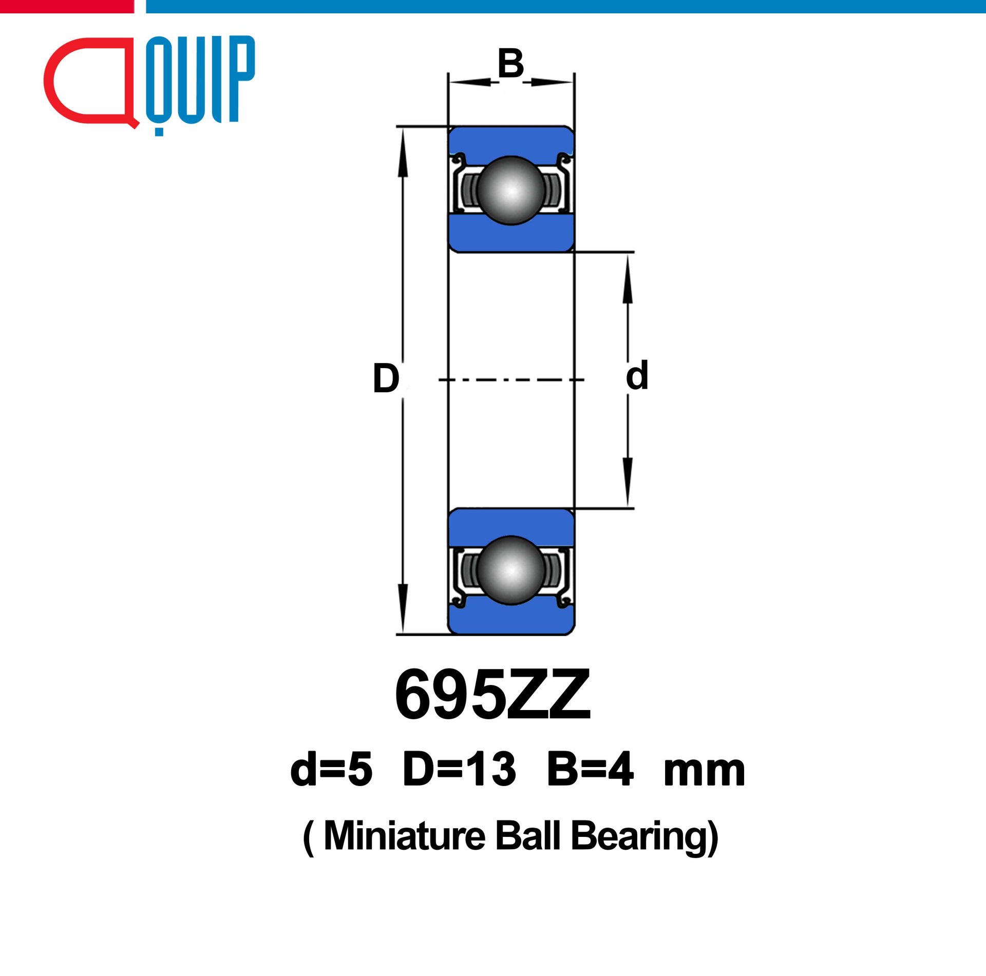 695ZZ ตลับลูกปืน เม็ดกลม ขนาดเล็ก (MINIATURE BALL BEARINGS) ขนาด 5x13x4 mm. - aquipthai