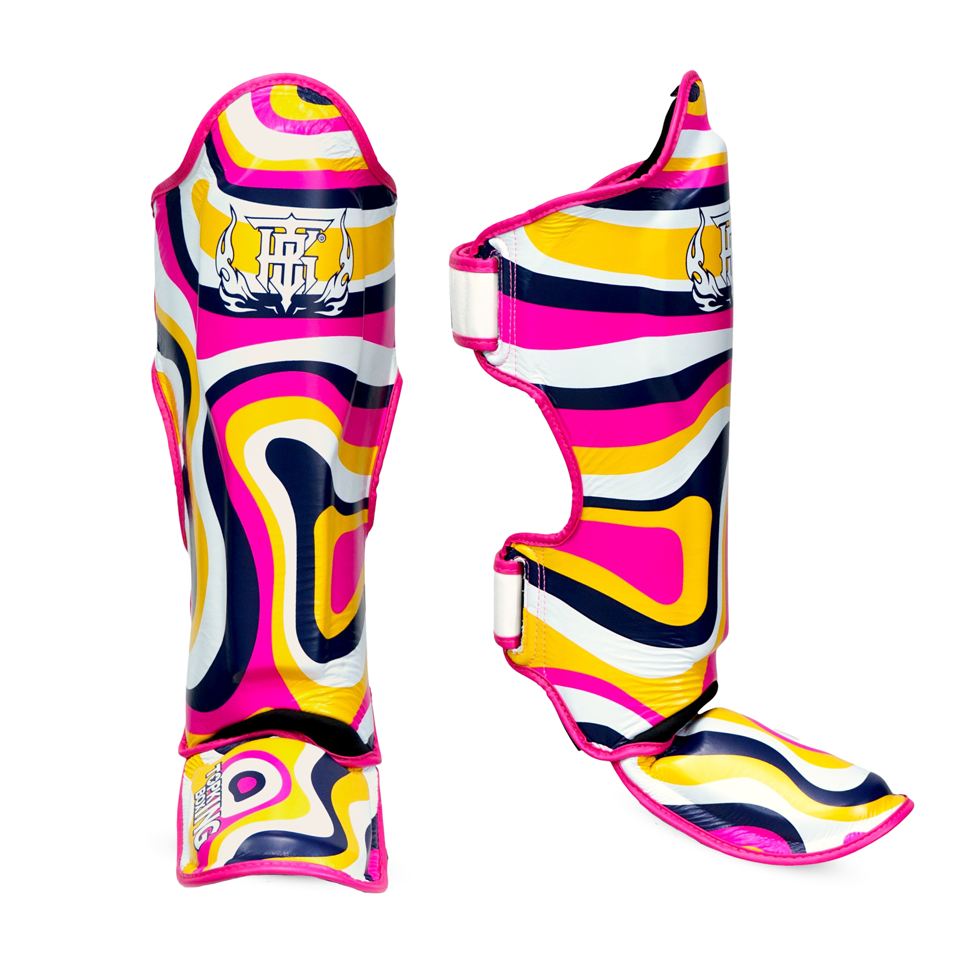 TOPKING SHIN GUARDS PINK LAVA - topkingboxing