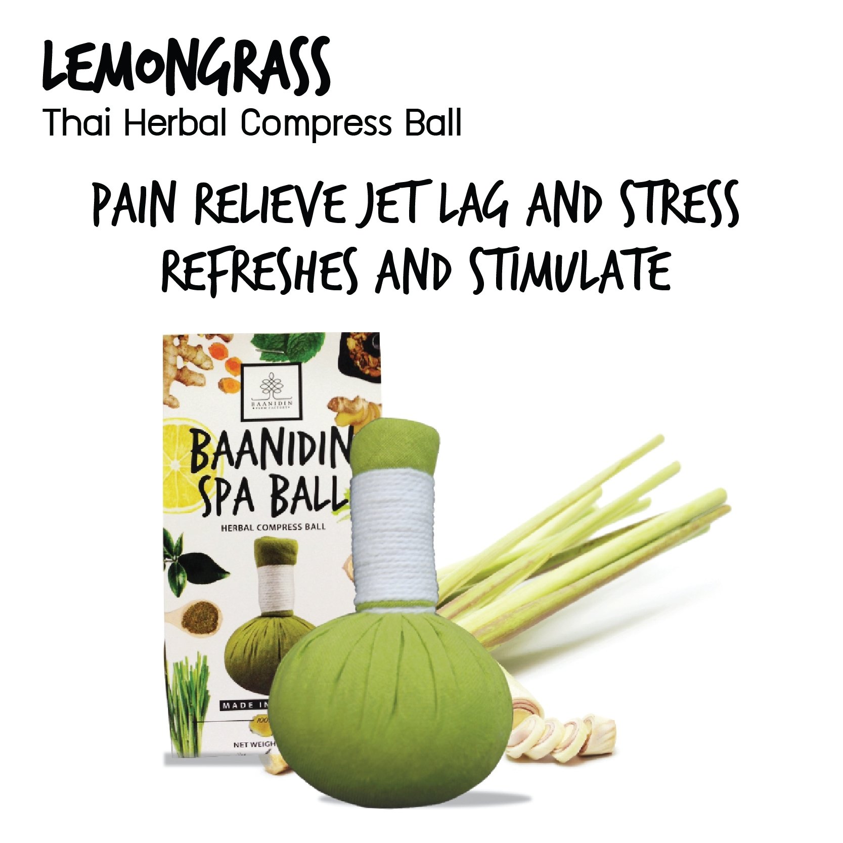 ลูกประคบสมุนไพรสูตรตะไคร้ Lemongrass Herbal Compress Ball - baanidin
