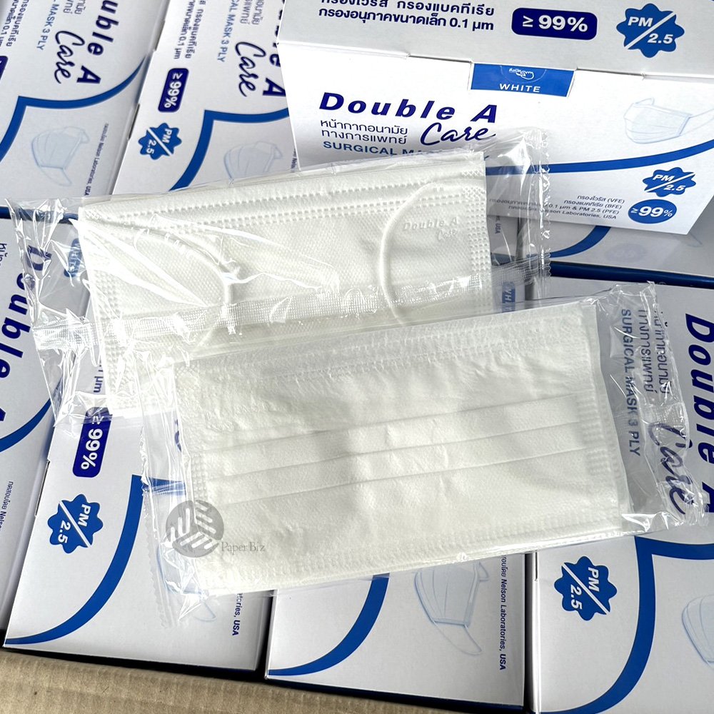 Double A Care หน้ากากอนามัยทางการแพทย์ ชนิดยางยืด 3 ชั้น (SURGICAL MASK ...