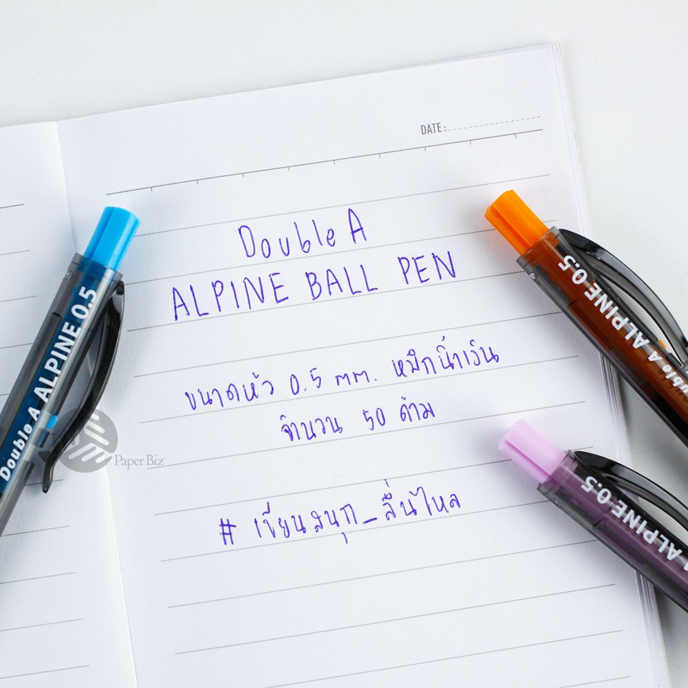 (ยกกล่อง) 50 ด้าม Double A ปากกาลูกลื่น ขนาดหัว 0.5มม. หมึกสีน้ำเงิน ...