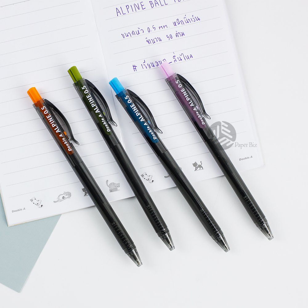 (ยกกล่อง) 50 ด้าม Double A ปากกาลูกลื่น ขนาดหัว 0.5มม. หมึกสีน้ำเงิน ...