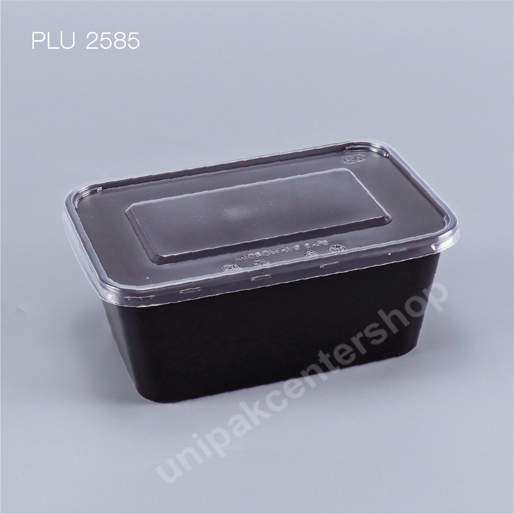 กล่องอาหาร 1 ช่อง PP ดำ_INJ 940 ml + ฝา PP ใส_THF - unipakcentershop