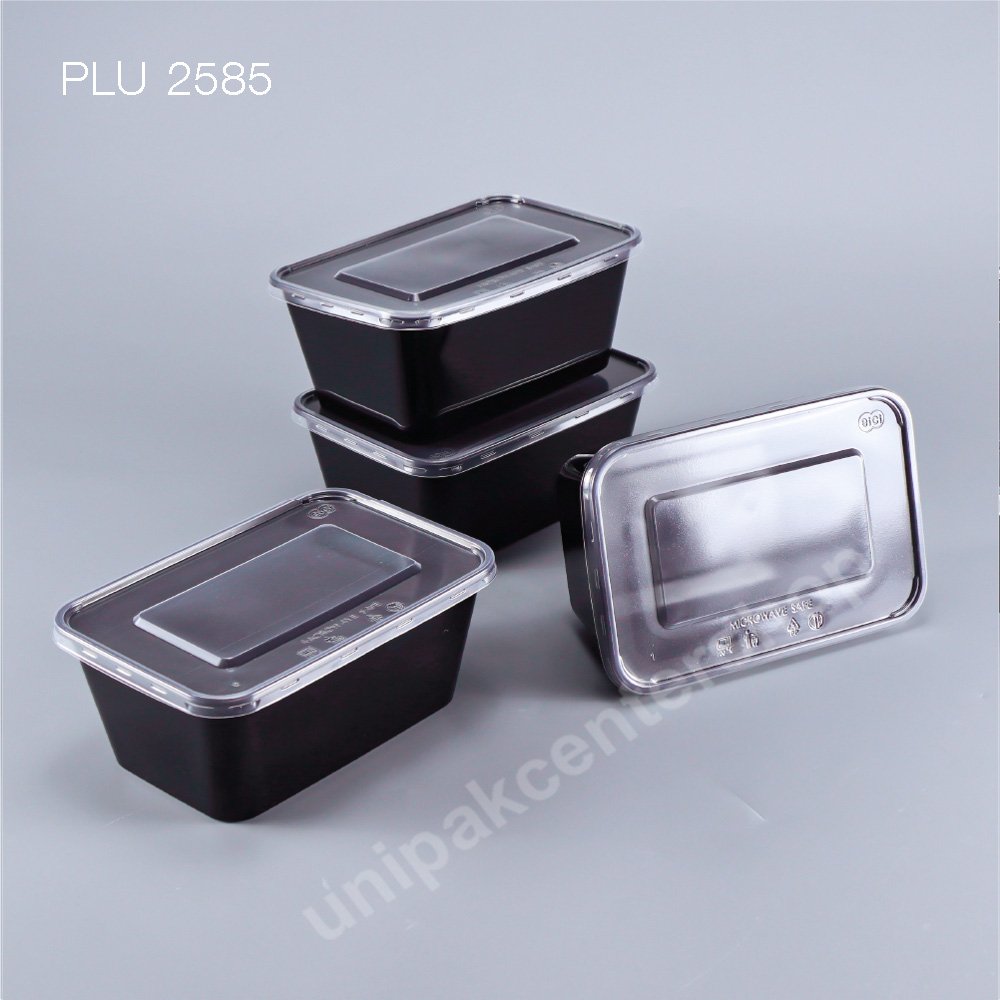 กล่องอาหาร 1 ช่อง PP ดำ_INJ 940 ml + ฝา PP ใส_THF - unipakcentershop