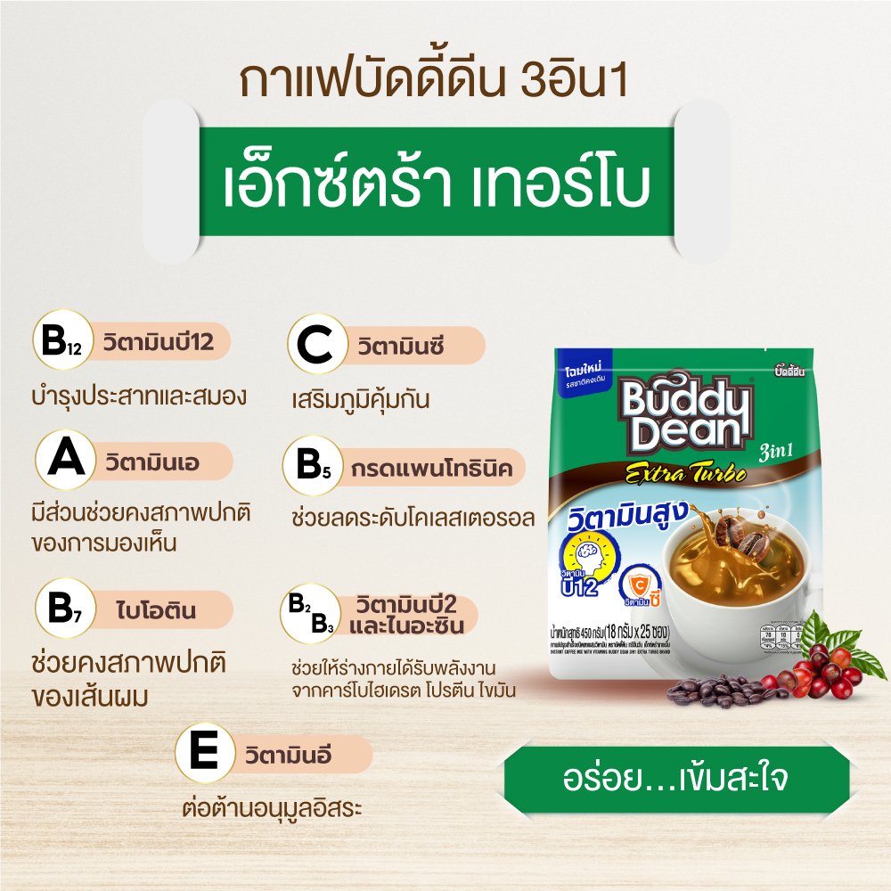 Buddy Dean 3in1 Extra Turbo กาแฟบัดดี้ดีน 3in1 เอ็กซ์ตร้าเทอร์โบ ...