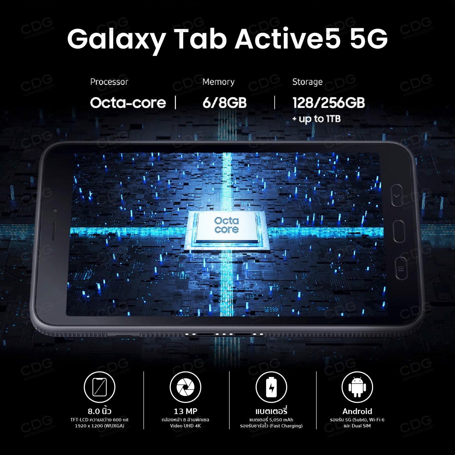 แท็บเล็ต ระดับอุตสาหกรรม Samsung Galaxy Tab Active5 5G