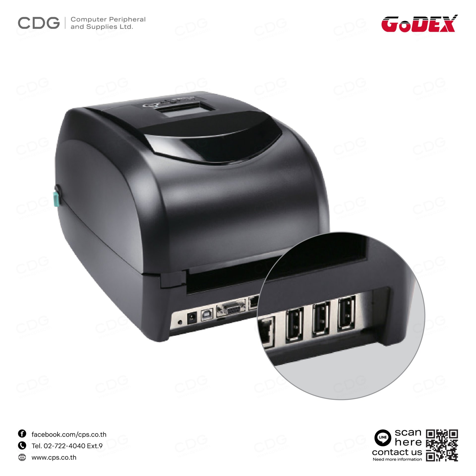 เครื่องพิมพ์บาร์โค้ด GoDEX RT700i+ Desktop Barcode Printer