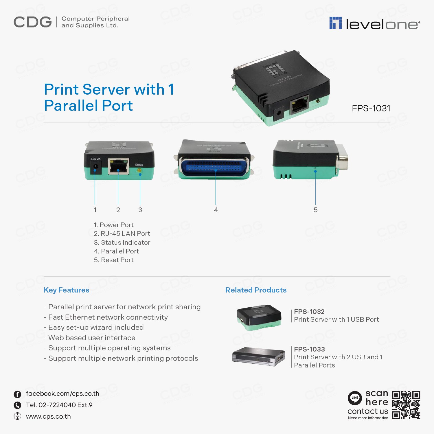 LevelOne FPS-1031 Parallel Printer Server