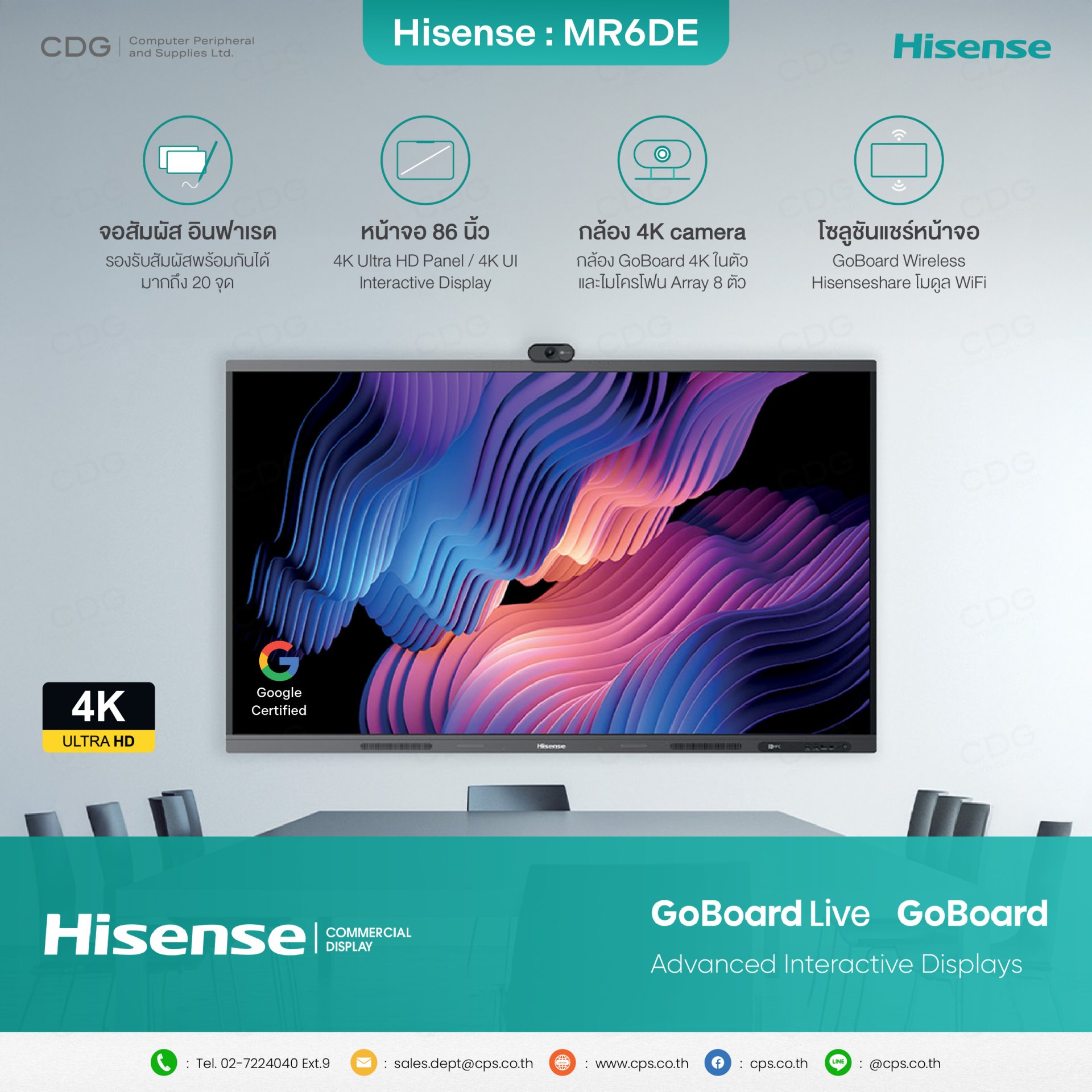 Hisense MR6DE GoBoard Live Interactive Display 4K Camera