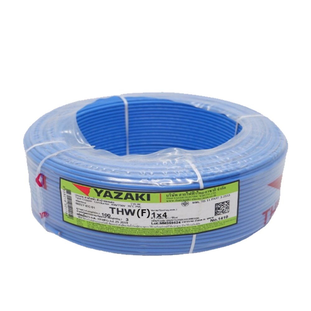 สายไฟ [VSF] IEC02 THW (f) 1x4 sq.mm. สีน้ำเงิน YAZAKI ...