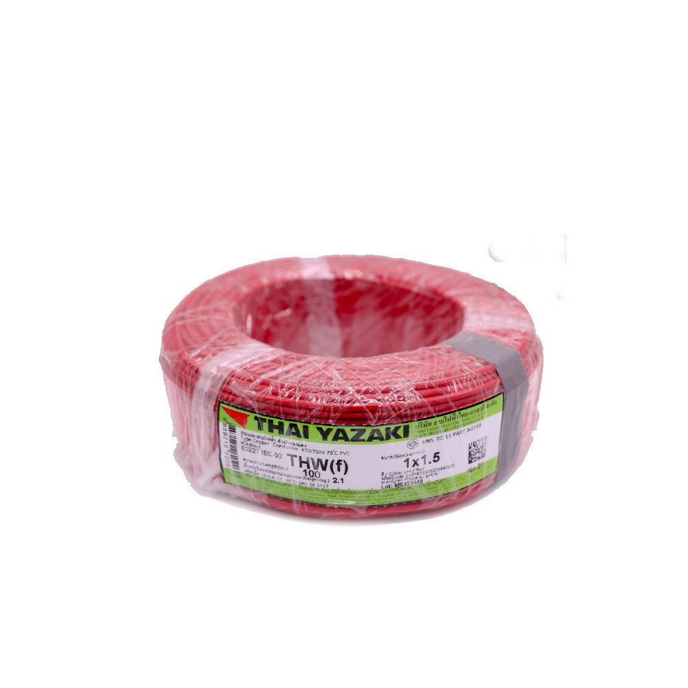 สายไฟ [VSF] IEC02 THW (f) 1x1.5 sq.mm. สีแดง YAZAKI