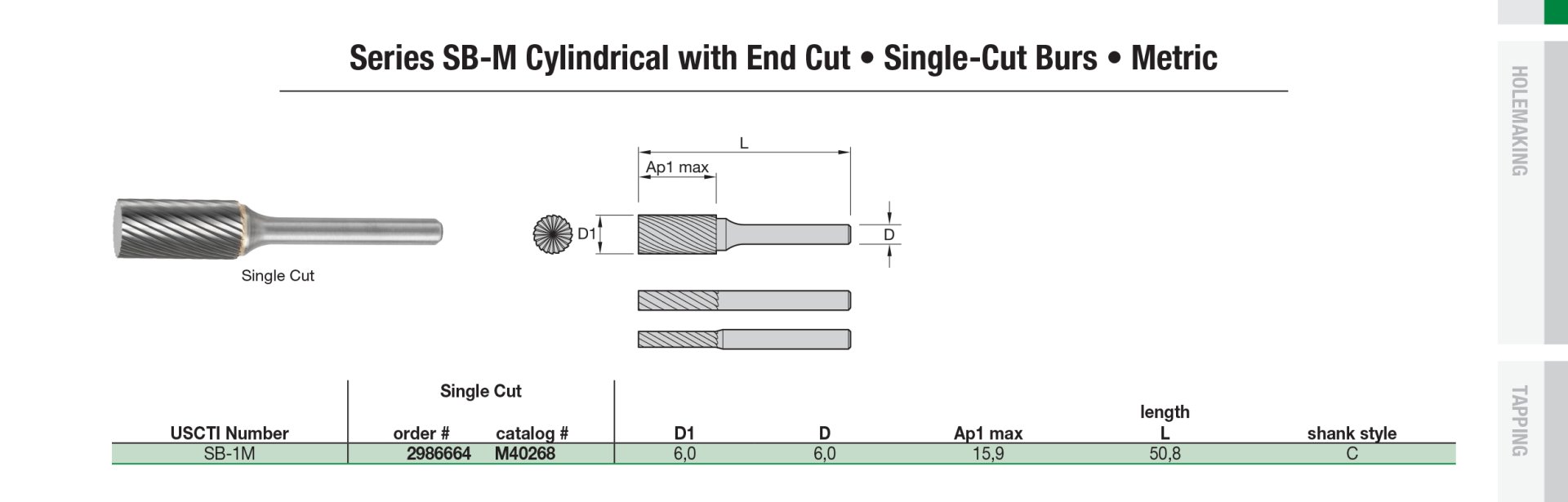 SB-M Cylindrical with End Cut • Single-Cut Burs • Metric ...