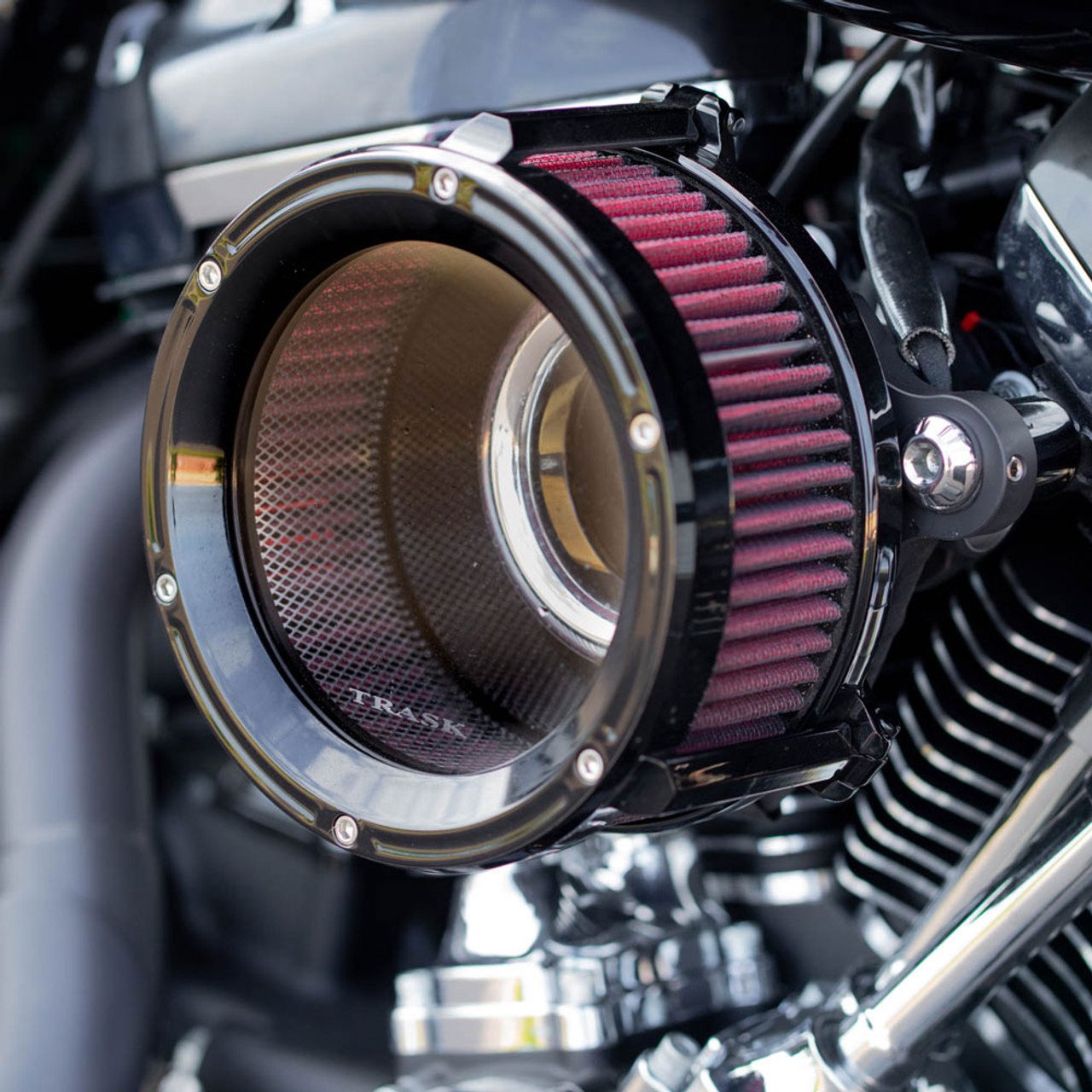 กรองอากาศแต่ง TRASK Assault Air Cleaner-Black-M8 Harley-Davidson