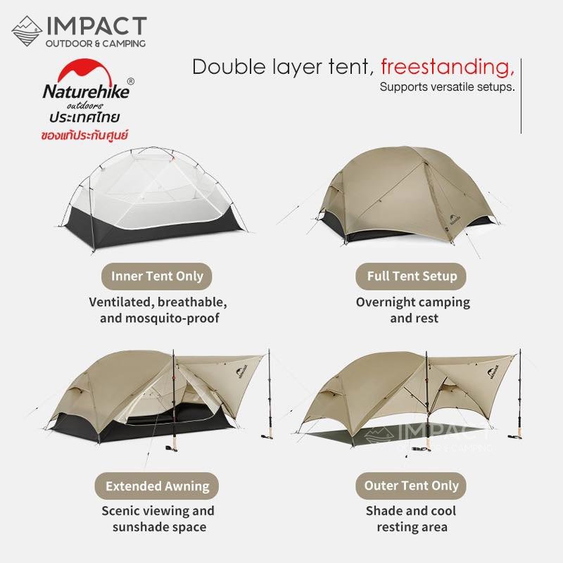 Naturehike เต็นท์ Mongar UL 2 hiking tent 15D nylon